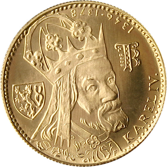 Zlatá mince Karel IV. Jednodukát Československý 600. výročí úmrtí 1978 ...