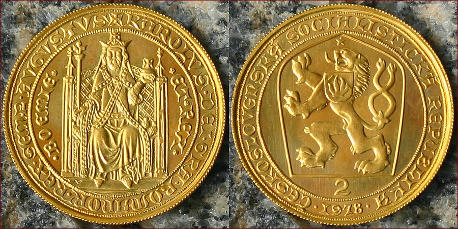 Zlatá minca Karel IV. Dvoudukát Československý 600. výročie úmrtia 1978 ... Zlatá minca Karel IV. Dvoudukát Československý 600. výročie úmrtia 1978 ...